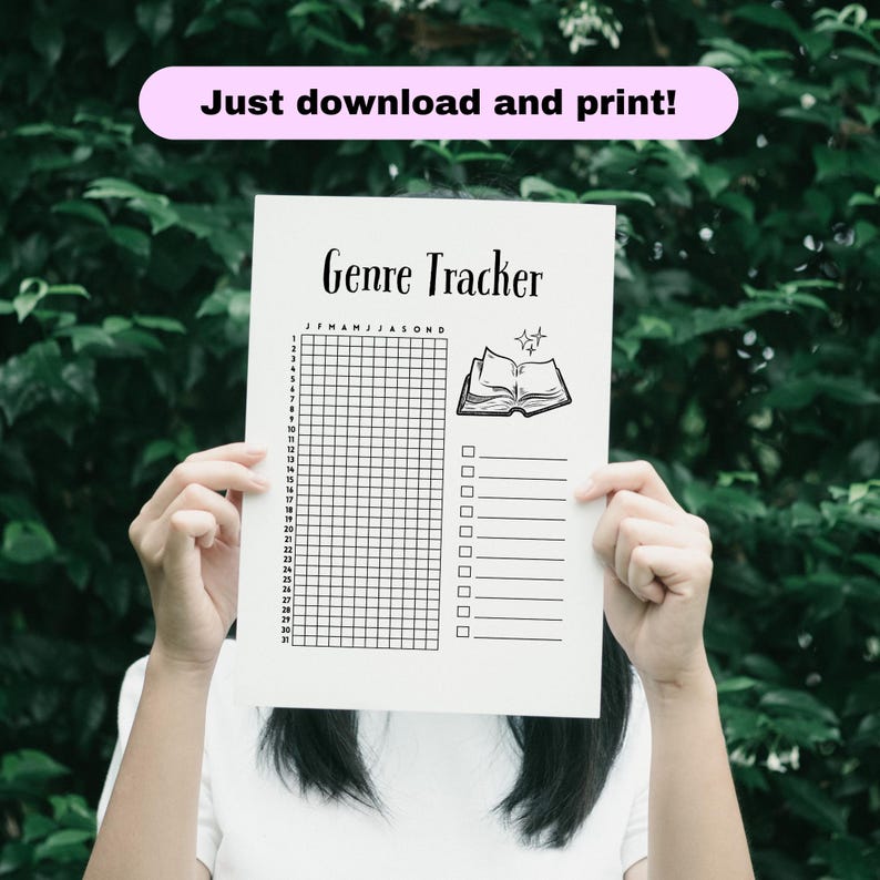 Printable Yearly Genre Tracker, Book Journal Template, Genre Reading ...