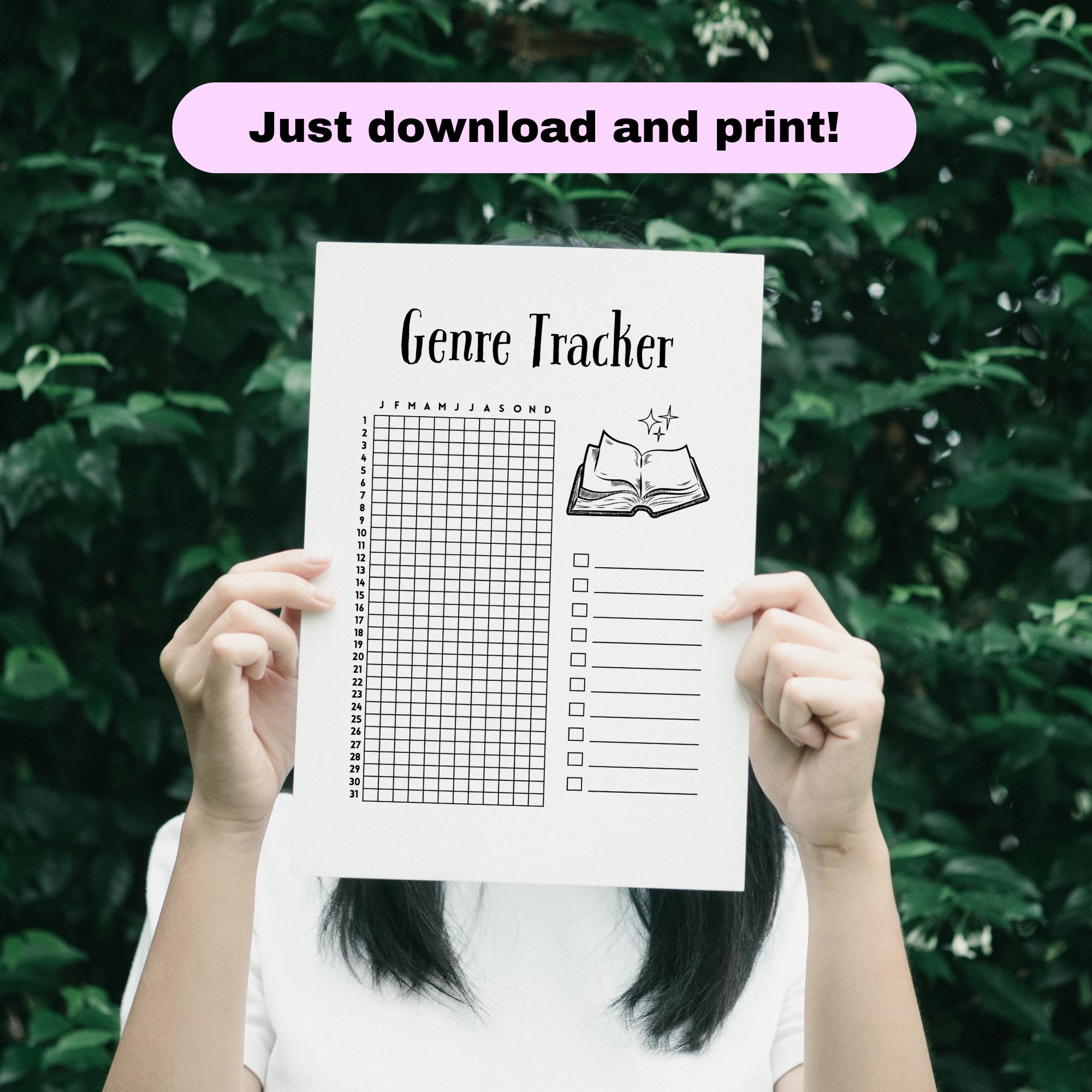 Printable Yearly Genre Tracker, Book Journal Template, Genre Reading ...