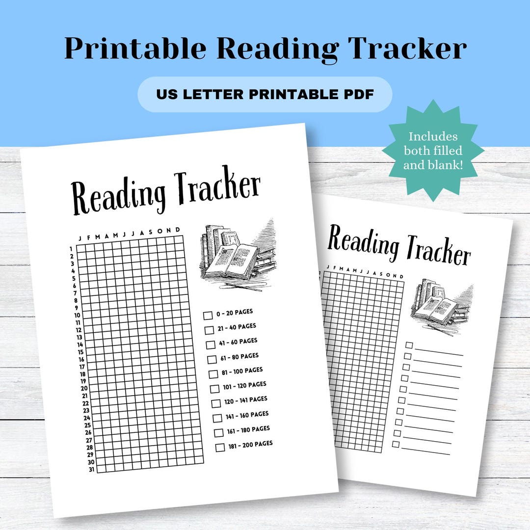 Printable Yearly Reading Tracker, Book Journal Template, Simple Reading ...