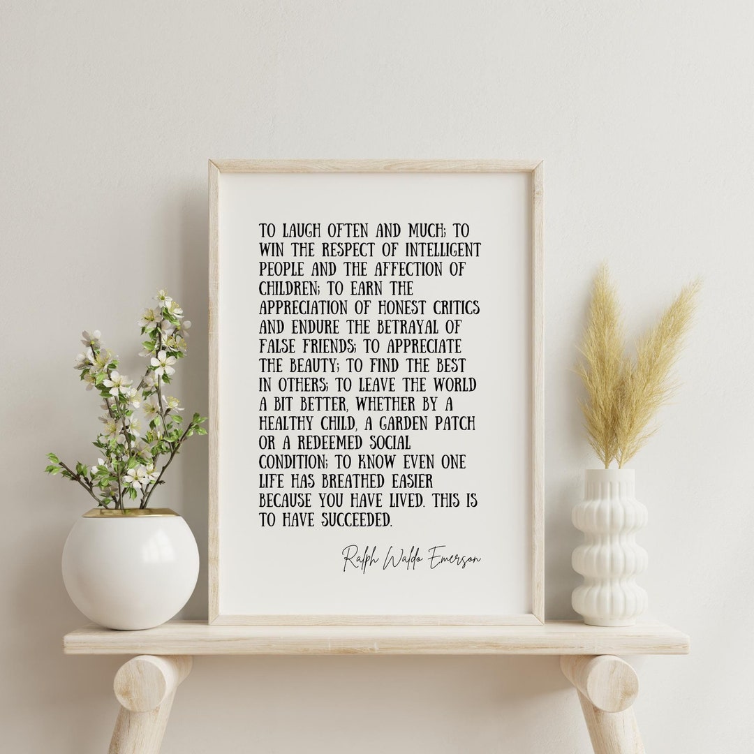 Ralph Waldo Emerson Quote Printable Wall Art, to Laugh Often and Much ...