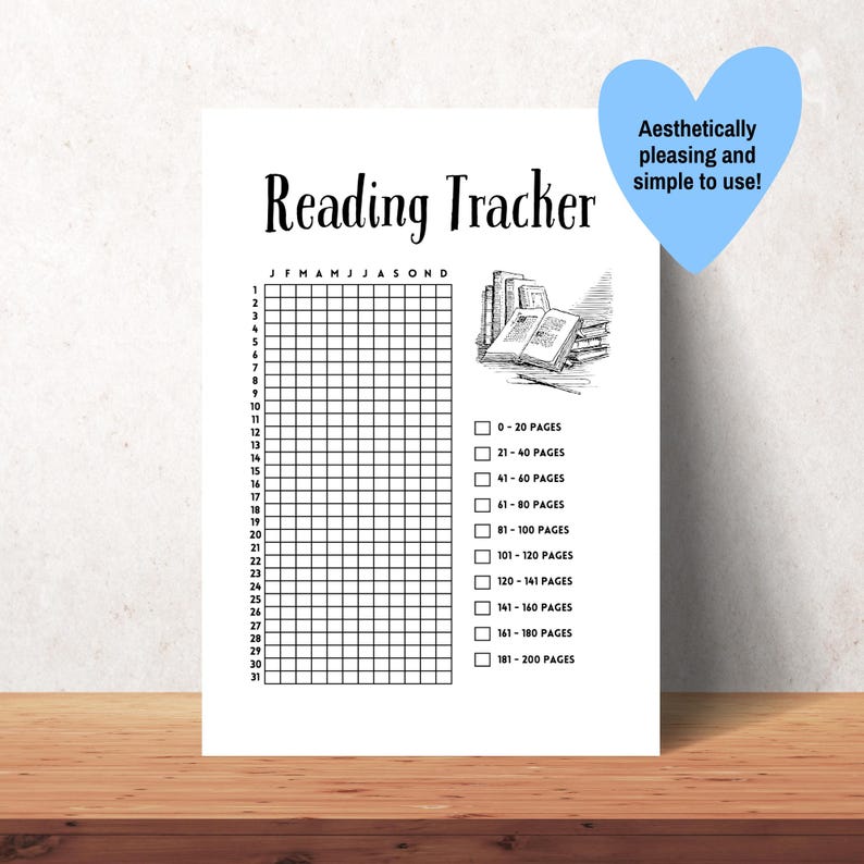 Printable Yearly Reading Tracker, Book Journal Template, Simple Reading ...