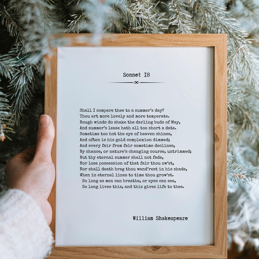 William Shakespeare Poem, Sonnet 18, Shall I Compare Thee to A Summer's ...