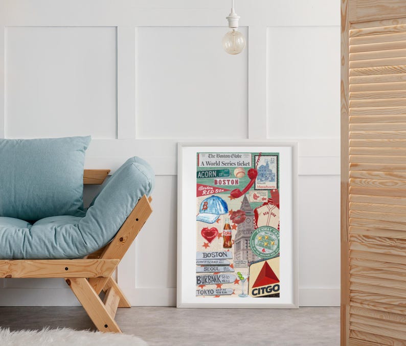 Boston Collage Art Print: Fenway Park, Vintage Travel Poster (digital ...