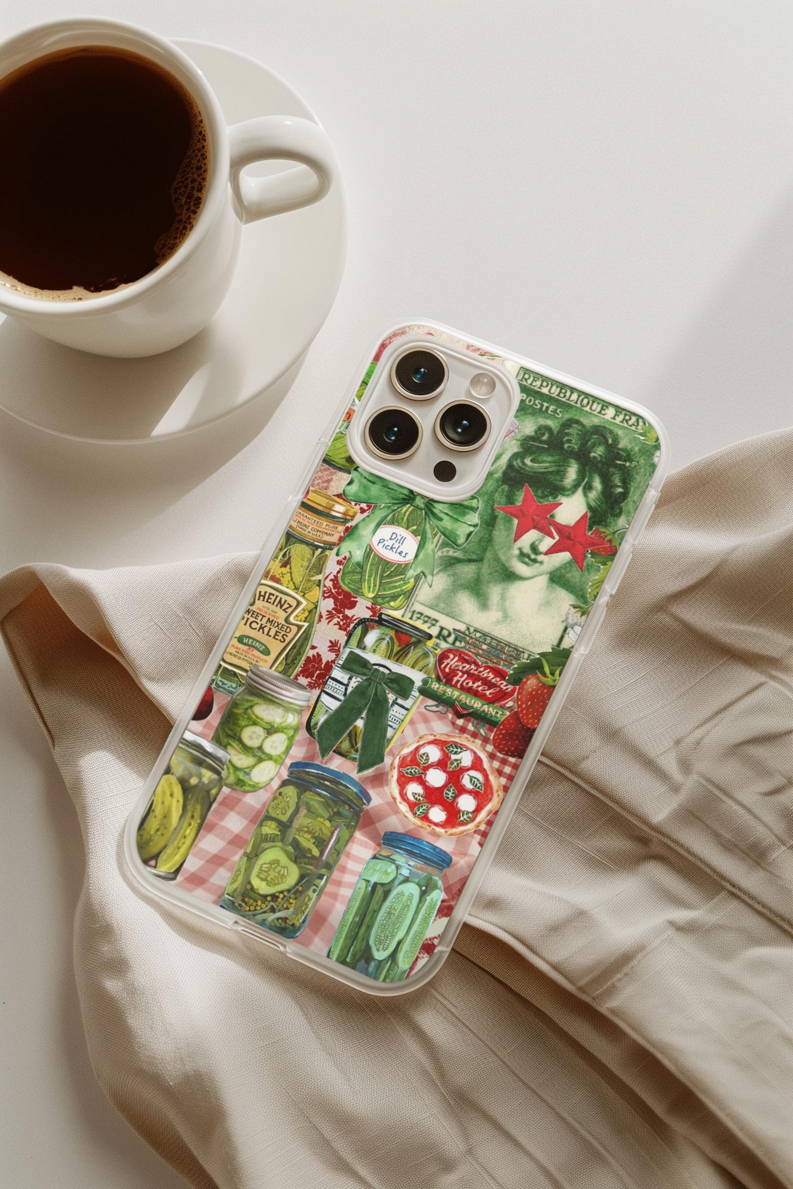 Retro Pickle Collage iPhone Case: Funky Food Art Clear Cover - Etsy