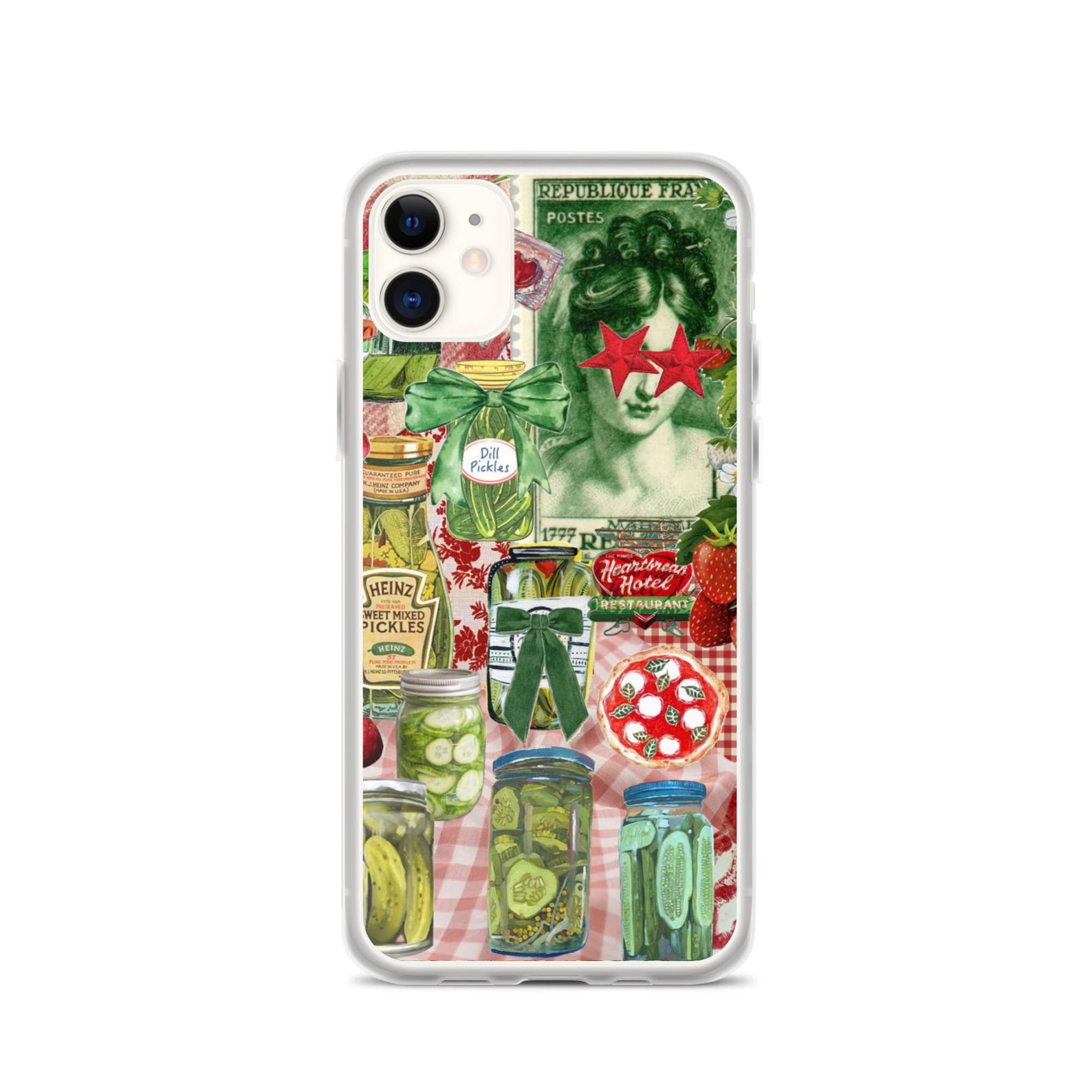 Retro Pickle Collage iPhone Case: Funky Food Art Clear Cover - Etsy