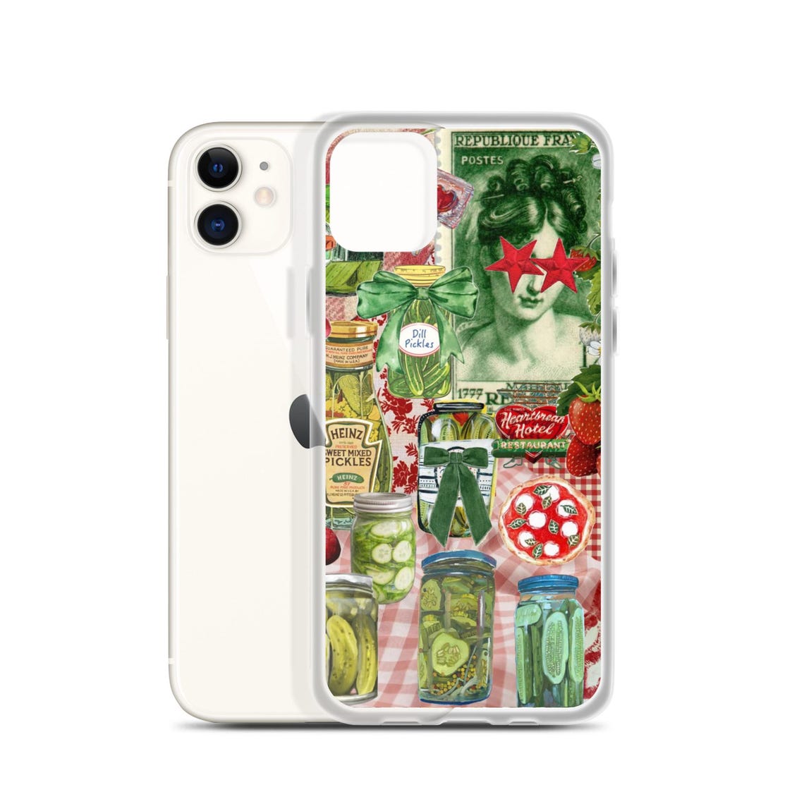Retro Pickle Collage iPhone Case: Funky Food Art Clear Cover - Etsy