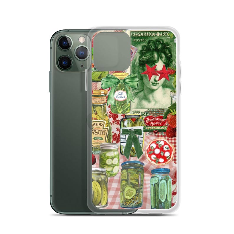 Retro Pickle Collage iPhone Case: Funky Food Art Clear Cover - Etsy