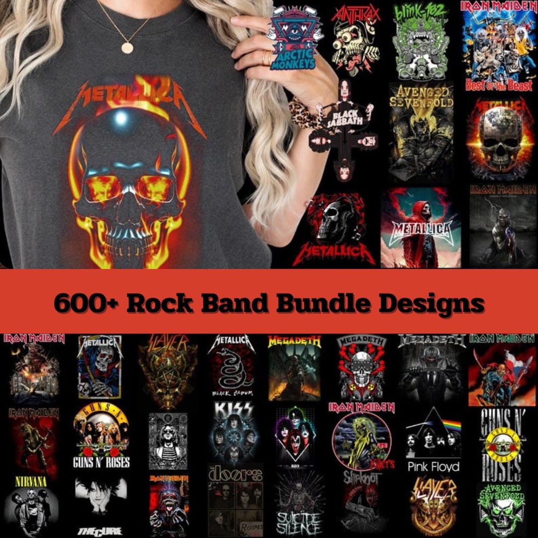 600 Rock Band Bundle Designs PNG & SVG Sublimation Designs for Music ...