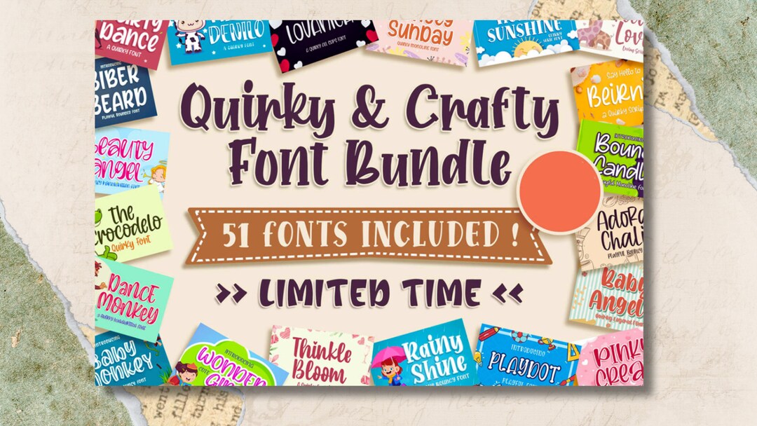 Quirky & Crafty Font Bundle, Display Font, Cricut Font, Vintage Font, Lovely Font, Retro Font - Etsy