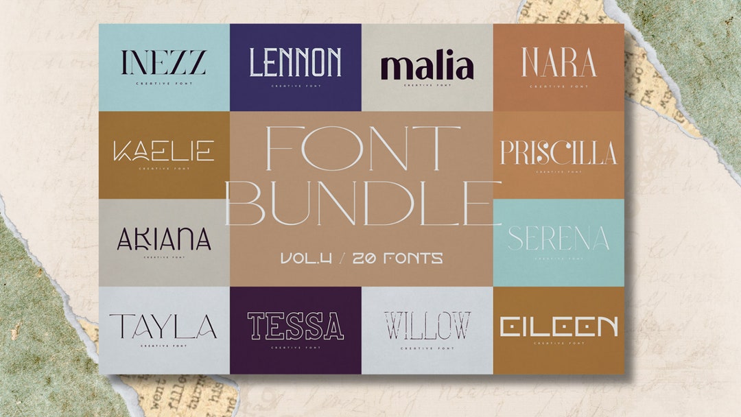 Font Bundle Volume 4 20 Fonts, Display Font, Cricut Font, Vintage Font ...