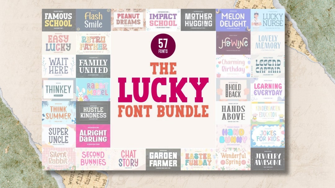 The Lucky Font Bundle, Display Font, Cricut Font, Vintage Font, Lovely ...