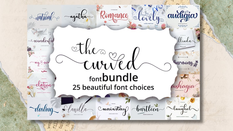 The Curved Font Bundle, Display Font, Cricut Font, Vintage Font, Lovely ...