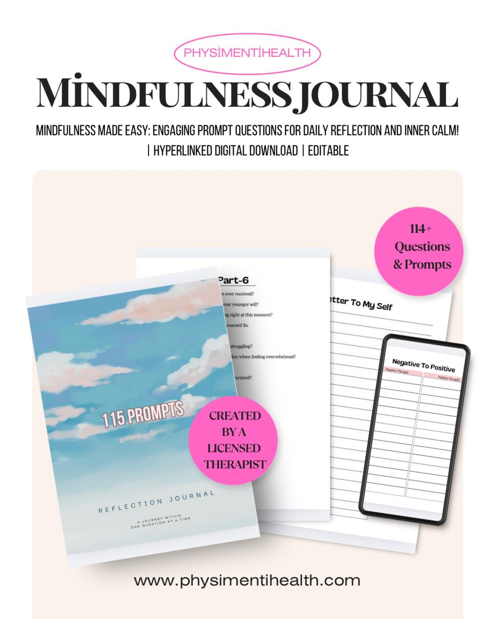 115 Deep Mental Prompts Journal - Etsy