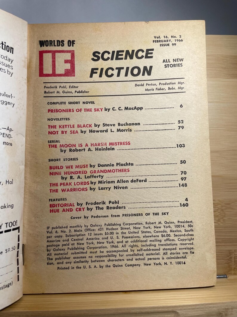 1966 Vintage Sci-fi Magazine ~ Worlds of IF Science Fiction, Vol 16, No ...