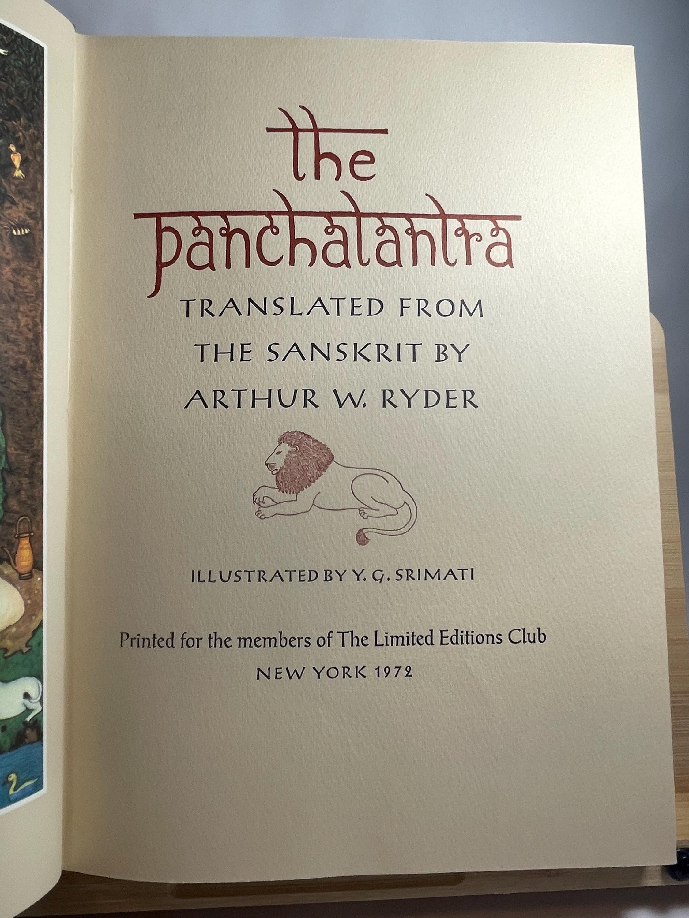 1972 Illustrated the Panchatantra ~ Signed by Illustrator Hindu Fable ...