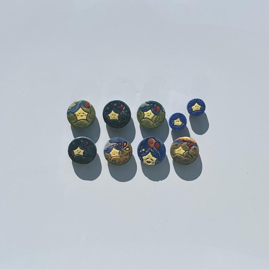 Set of 7 Cute Handmade Magnets, Ceramic Magnets, Star Magnets ...