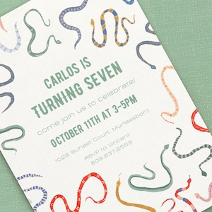 Snake Birthday Party Invitation, Reptile Theme Party, Editable ...