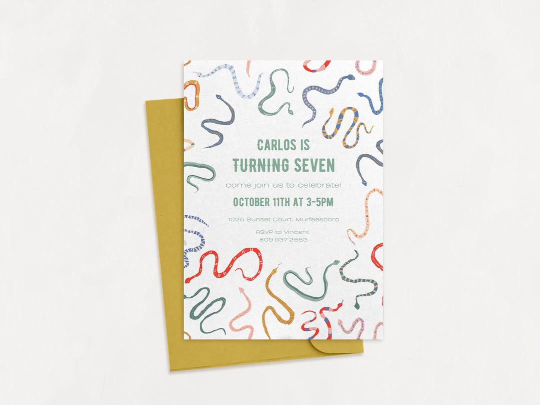 Snake Birthday Party Invitation, Reptile Theme Party, Editable ...
