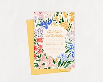 Flower Birthday Party Invitation Printable, Editable - Etsy