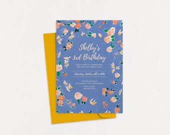 Flower Birthday Party Invitation Printable, Editable - Etsy