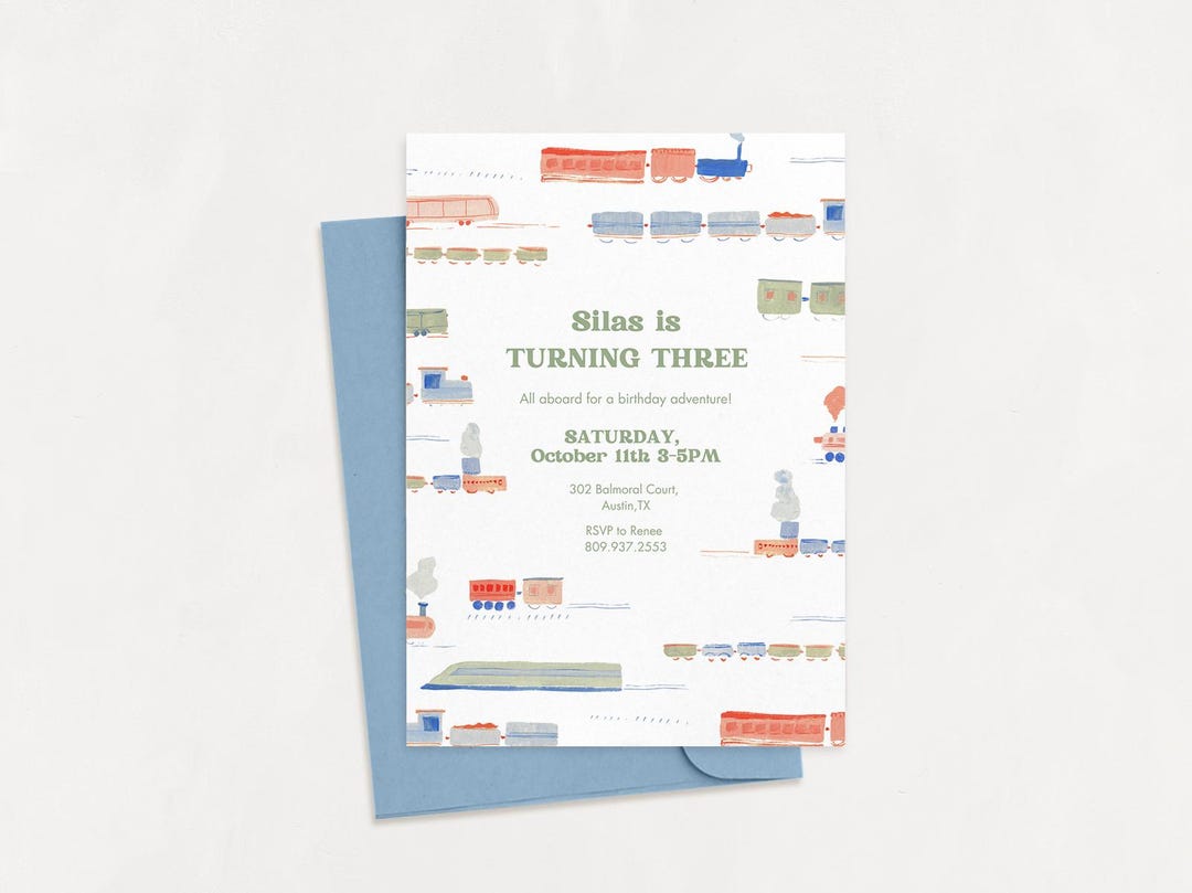 Train Birthday Party Invitation, Train Theme Party, Editable Invitation ...
