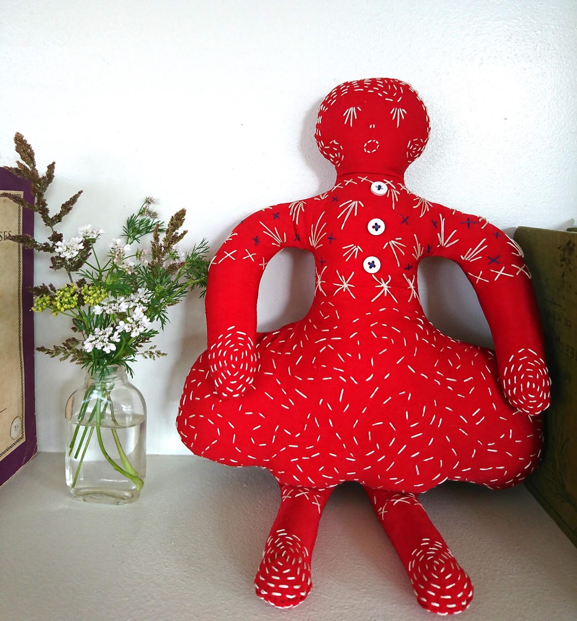 Textile Art Doll, Hand Stitched Doll, Cloth Embroidery, Fiber Arts ...