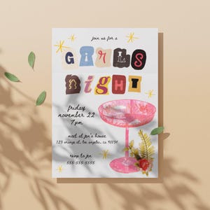 Scrapbook Girls Night Out Invitation Template | Retro Girls Night ...