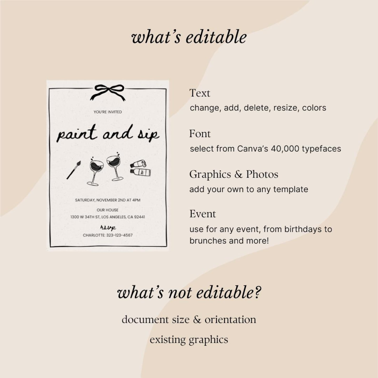 Paint and Sip Invitation Template Arts Crafts Girls Night Party Canva ...