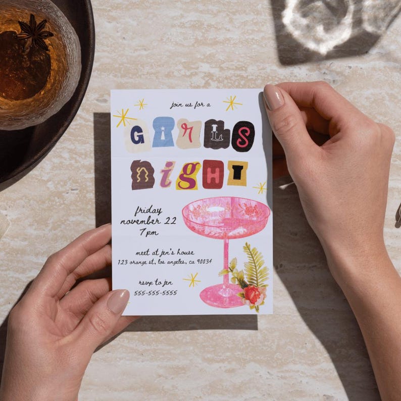Scrapbook Girls Night Out Invitation Template | Retro Girls Night ...