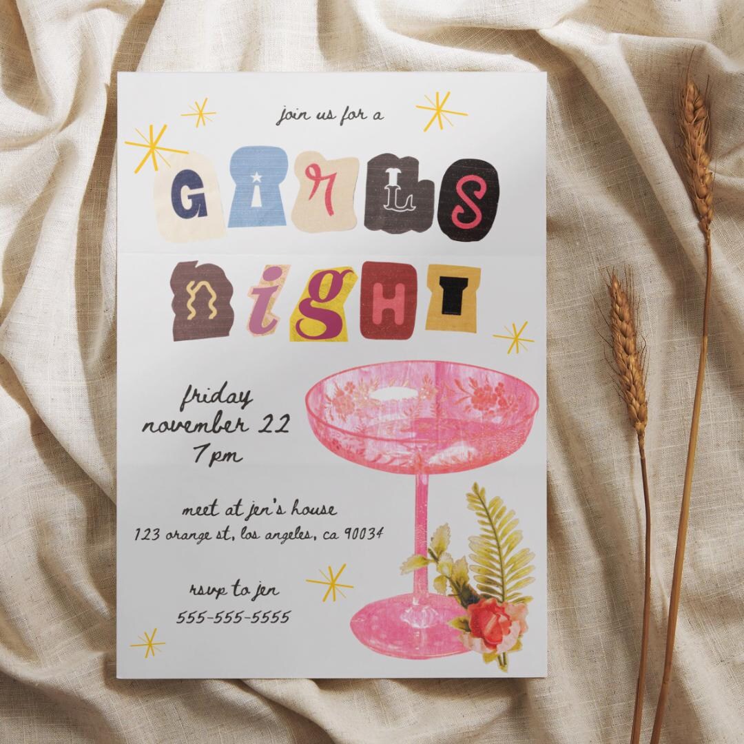 Scrapbook Girls Night Out Invitation Template | Retro Girls Night ...