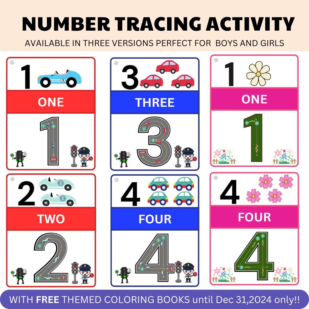 Number Tracing Flashcard Writing for Preschool Kinder Boys Girls ...