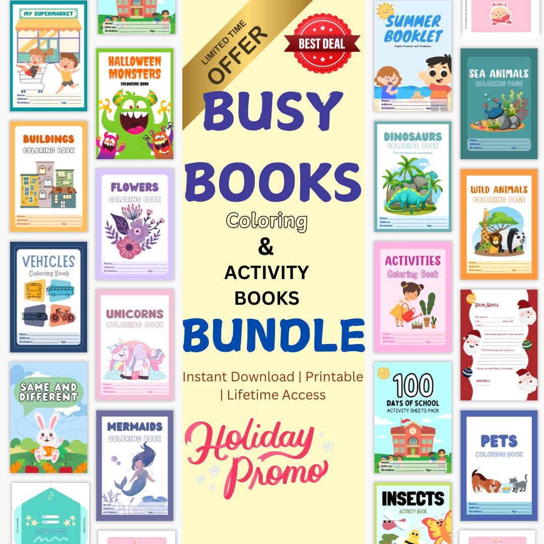 Busy Book Shapes Alphabet Numbers Coloring and Activity Book Unicorn ...