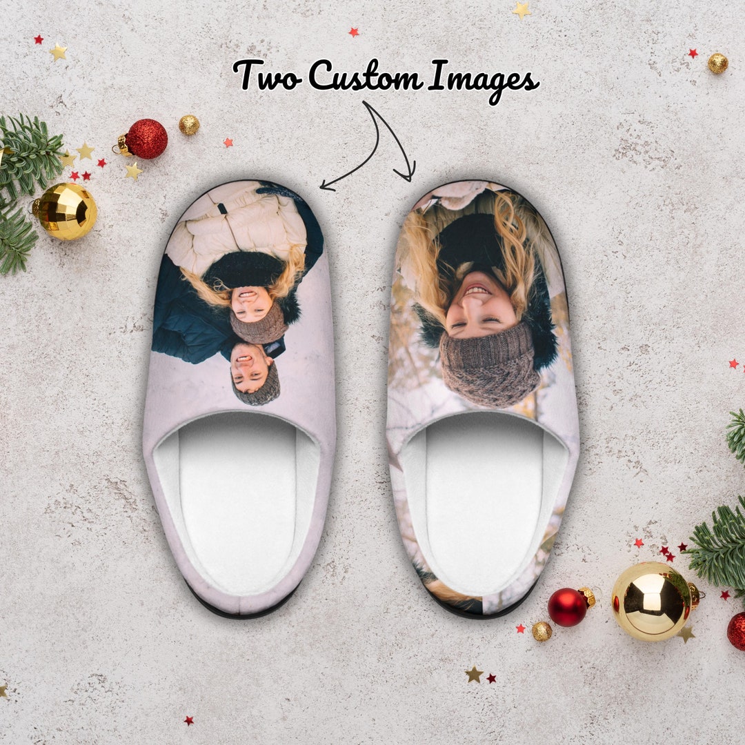 Personalized Photo House Slippers Custom Christmas Gift for Him & Her ...