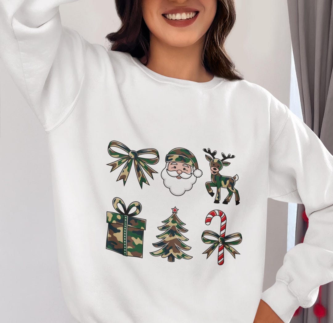 Camouflage Christmas Decor With Santa & Reindeer Holiday Camo Gifts ...