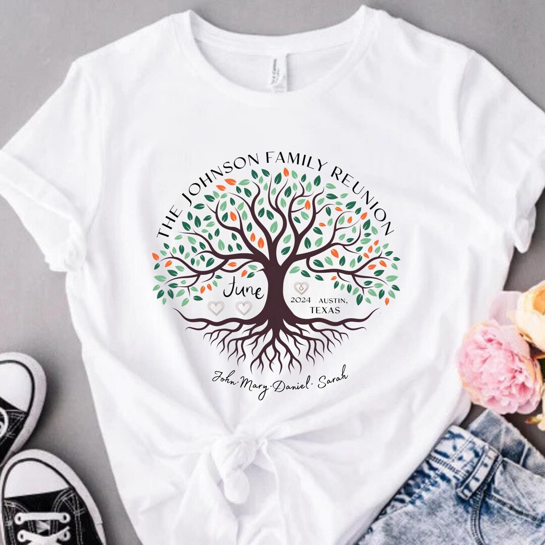 Custom Family Reunion Tree Shirt Personalized With Family Name, Year ...