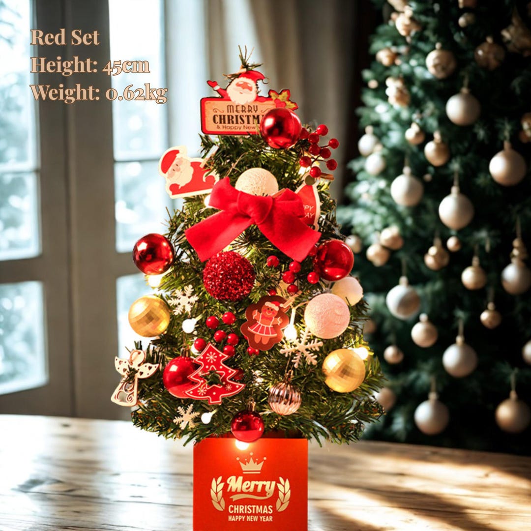 Christmas Tree Decor - Mini Tabletop Tree for Office Desk, Small Space ...