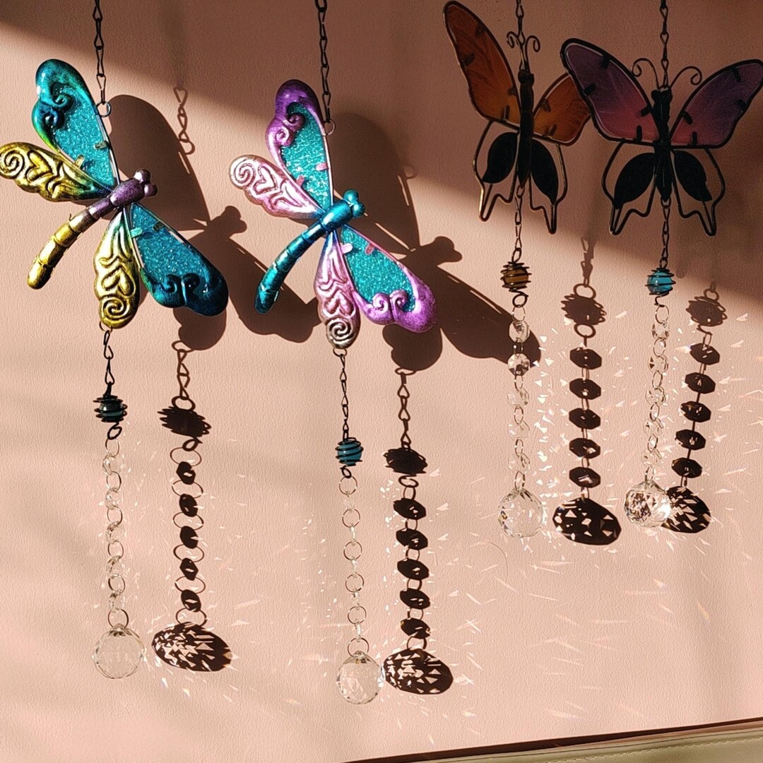 Crystal Butterfly Suncatcher, Hanging Crystal, Aurora Gemstone ...