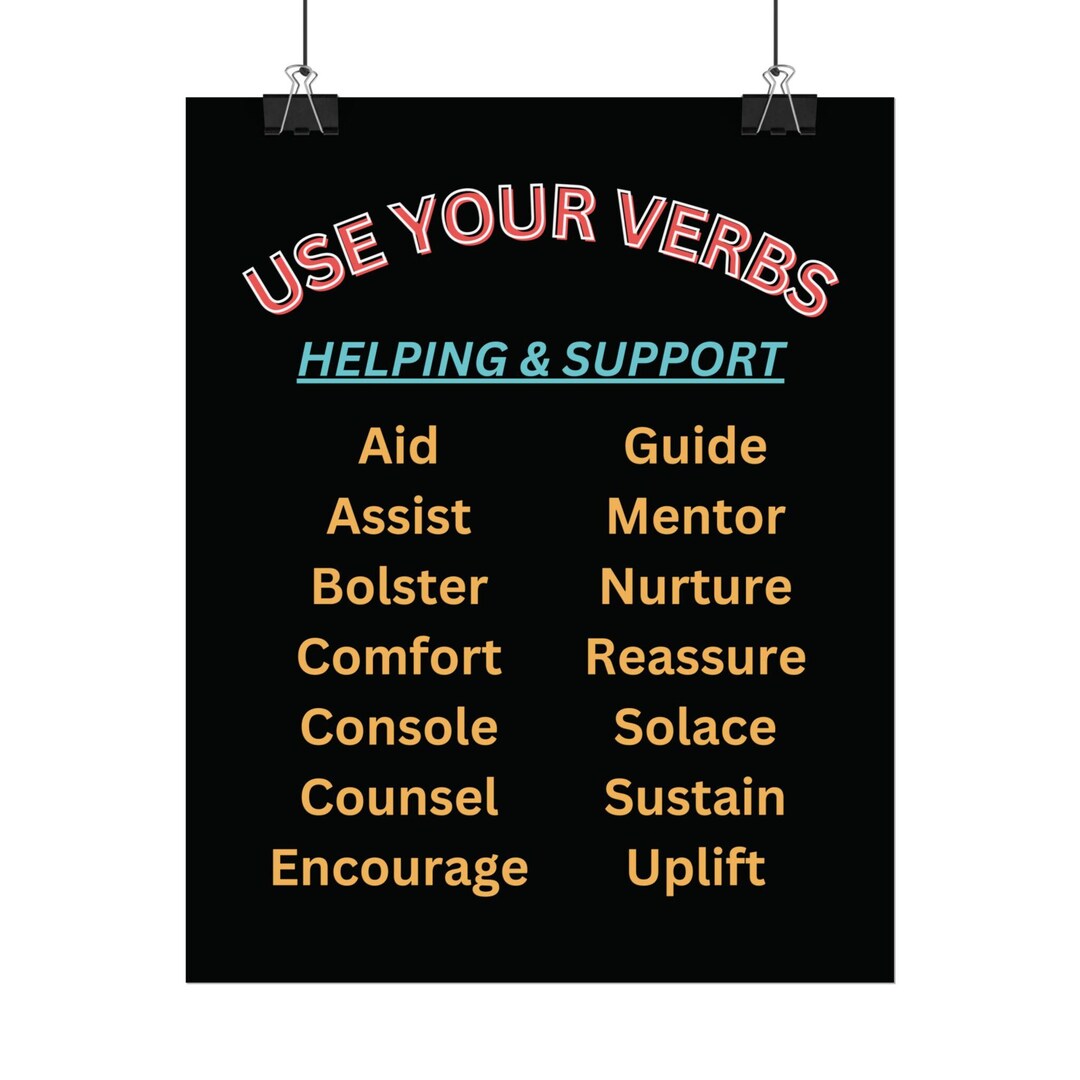Helping & Support Words: Poster English Words, Gift for Writers ...