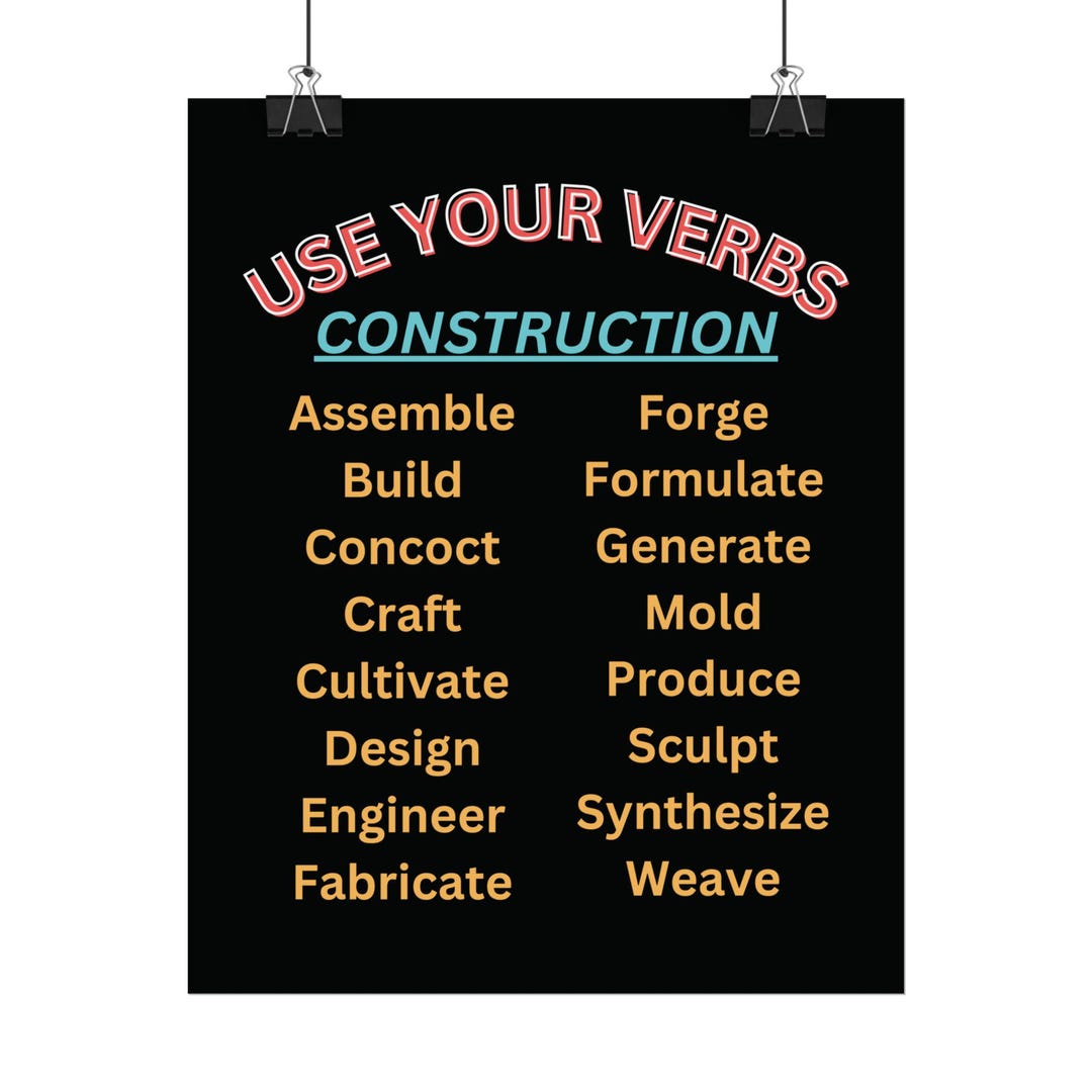 Construction Words: Poster English Words, Gift for Writers, Students ...