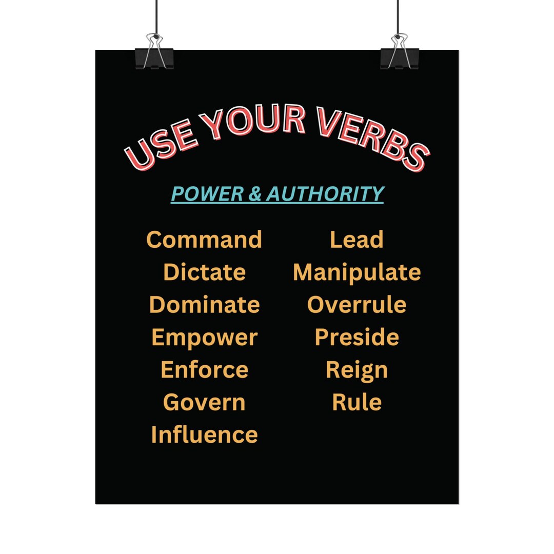 Power & Authority Words: Poster English Words, Gift for Writers ...