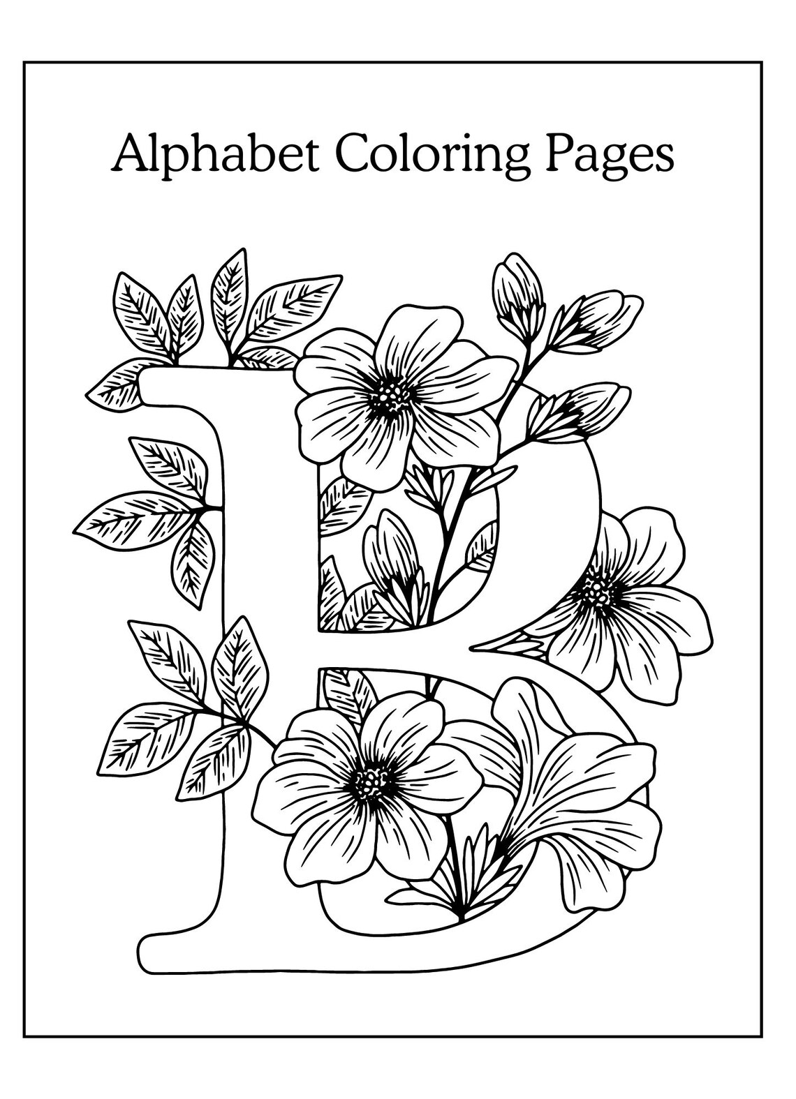 Flower Themed Alphabet Coloring Pages - Etsy