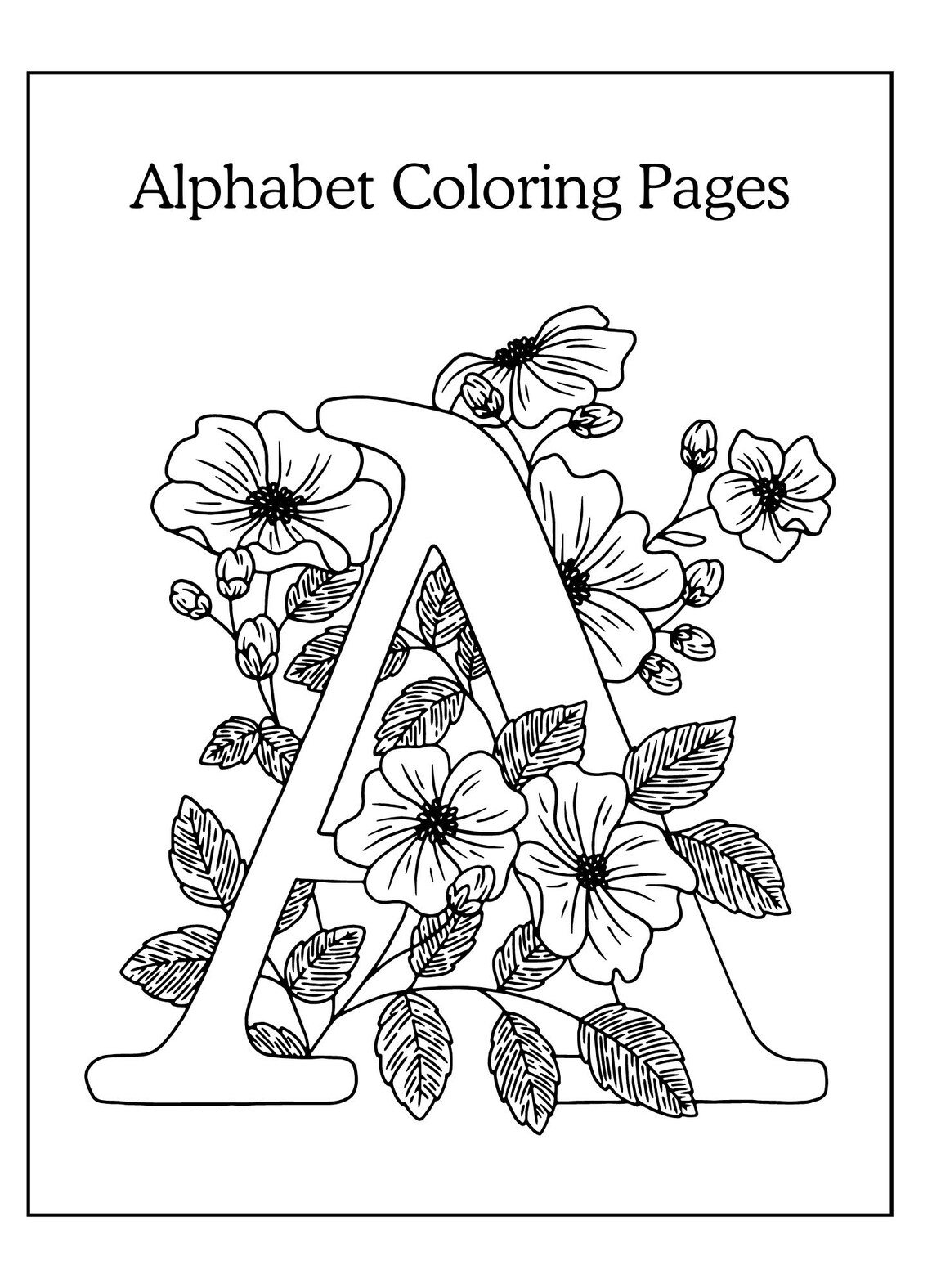 Flower Themed Alphabet Coloring Pages - Etsy