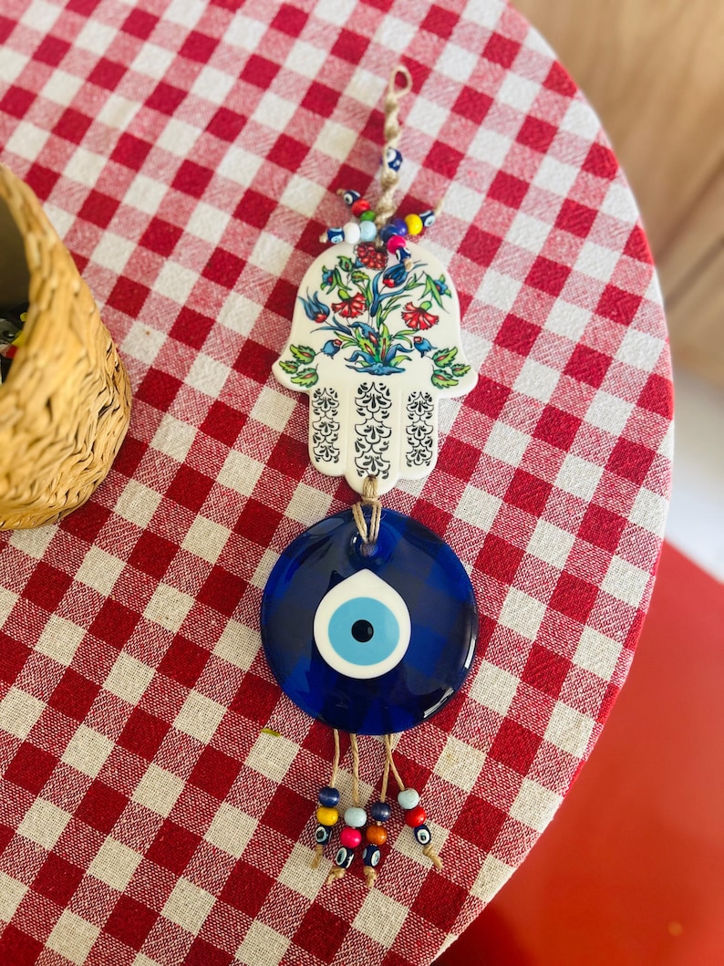Handmade Turkish Evil Eye Wall Hanging, Hamsa Amulet, Home Protection ...