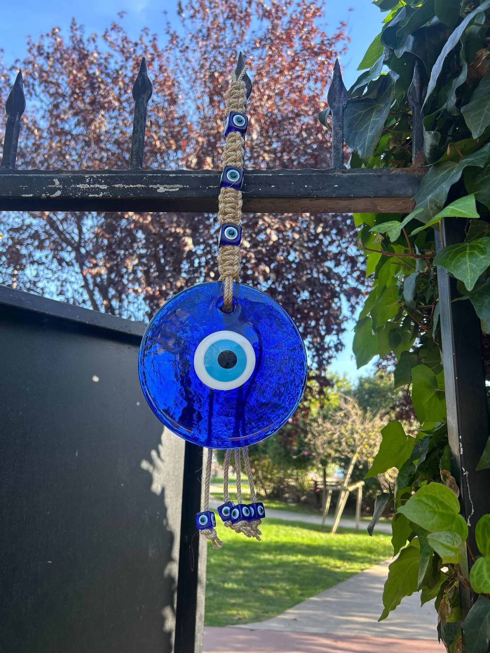 Handmade Glass Evil Eye Wall Hanging, Home Protection Decor - Etsy