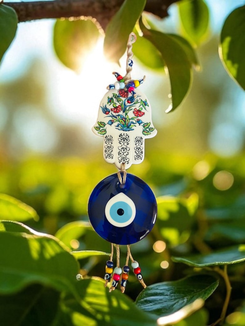 Handmade Turkish Evil Eye Wall Hanging, Hamsa Amulet, Home Protection ...