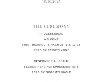 Minimalist Wedding Program Template - Etsy