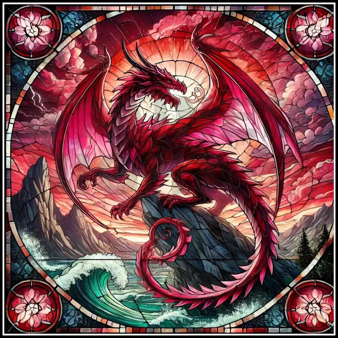 Pink Dragon Sticker in Stained Glass Design - Etsy