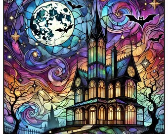 Scarecrow Halloween Sticker in Stained Glass Design - Etsy