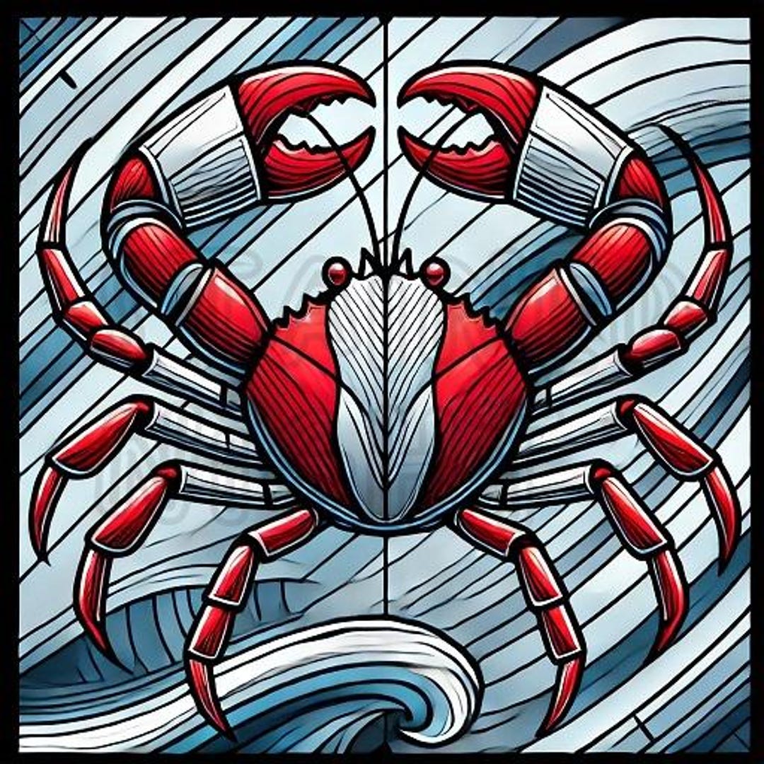 Cancer Zodiac Sticker in Stained Glass Design - Etsy