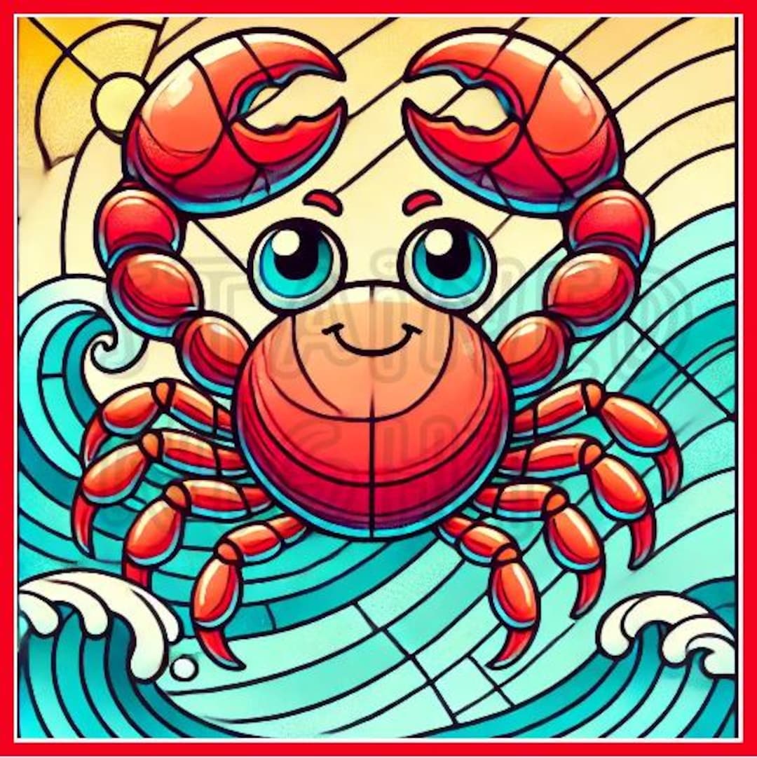 Cancer Zodiac Sticker in Stained Glass Design - Etsy